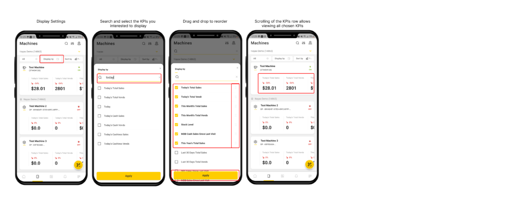 1 Machine Views (Compact & List Screens) + KPI Management - Nayax